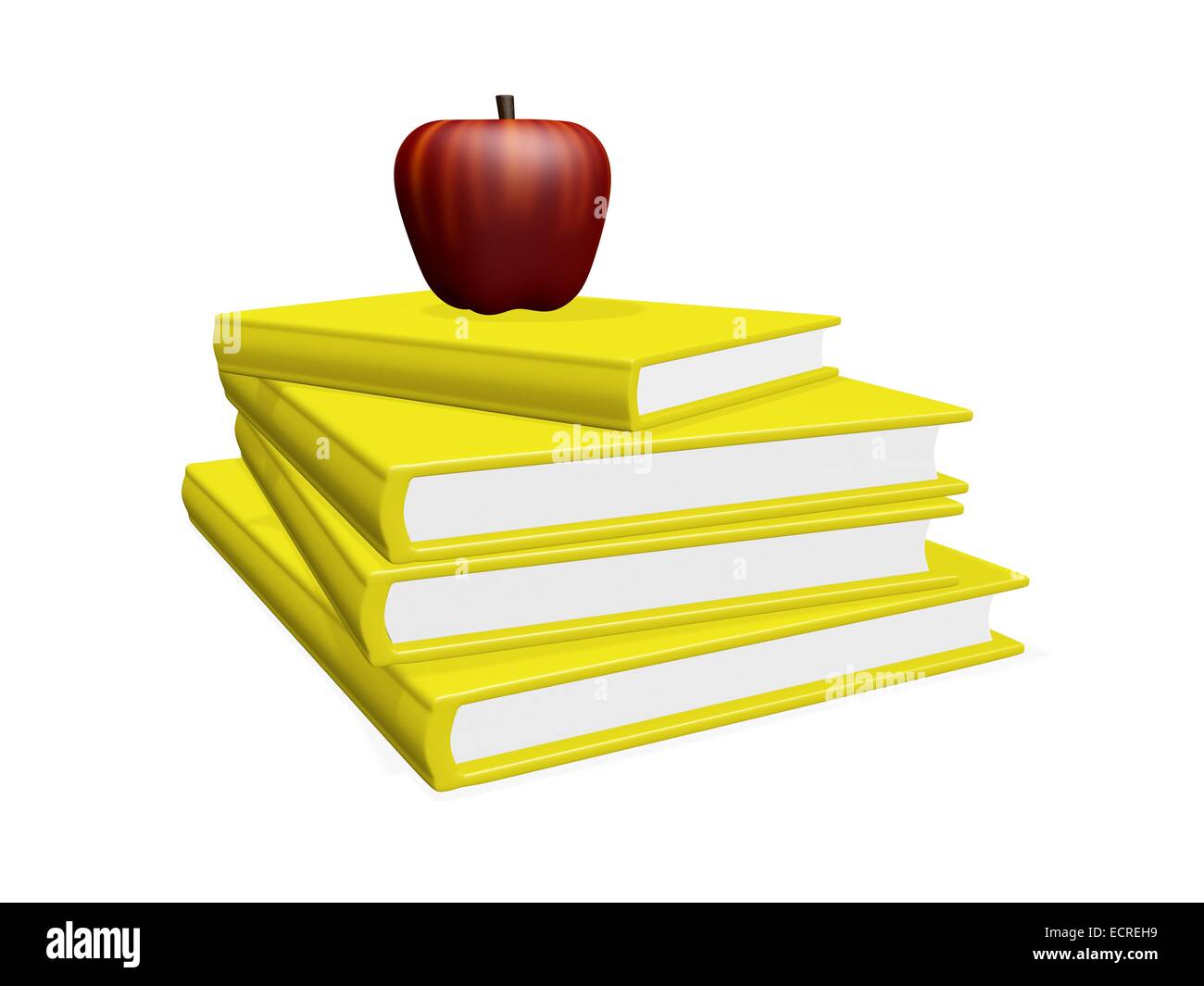 3d books red apple back hi-res stock photography and images - Alamy