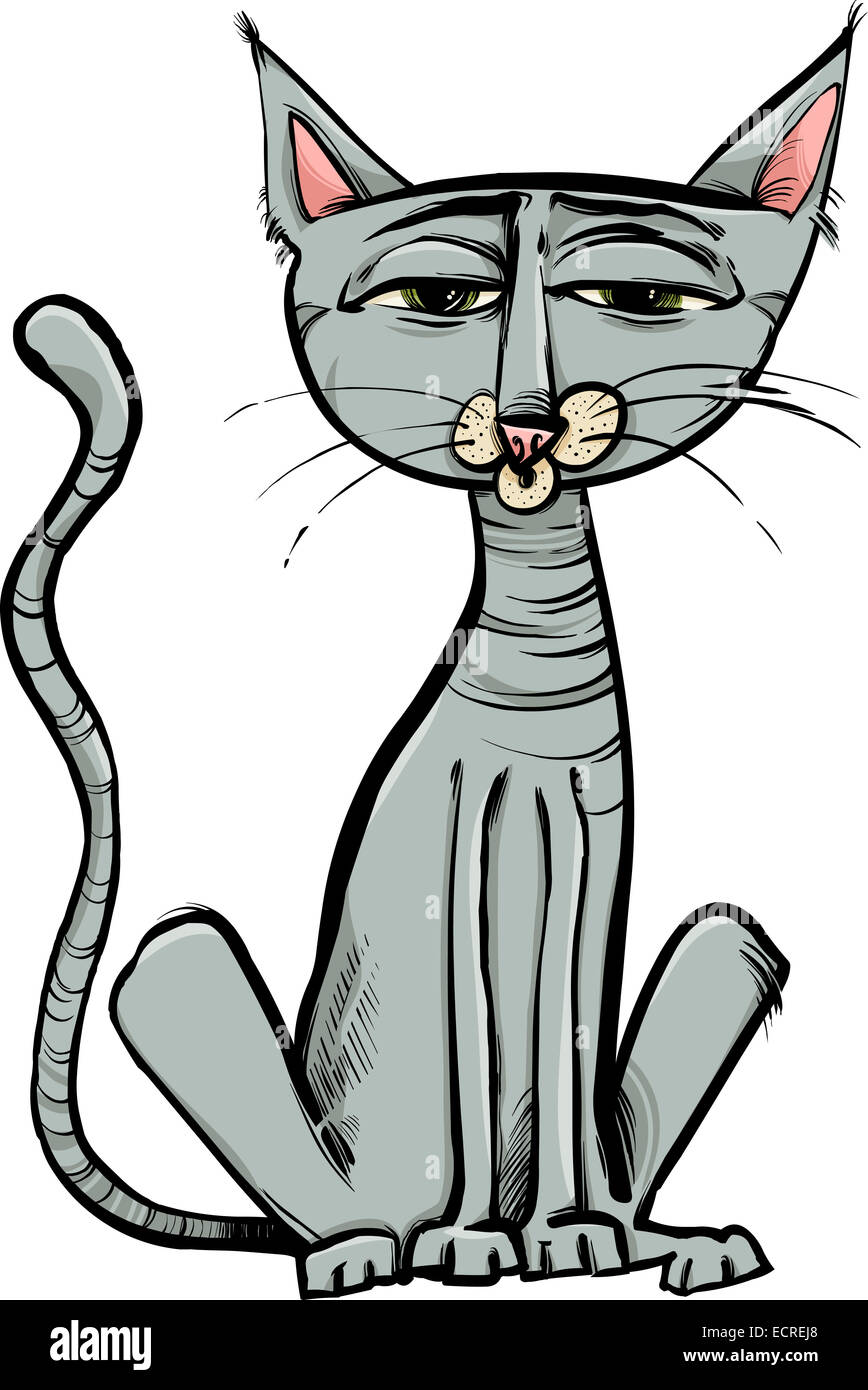 Cartoon Sketch Illustration of Cat Pet Character Stock Photo - Alamy