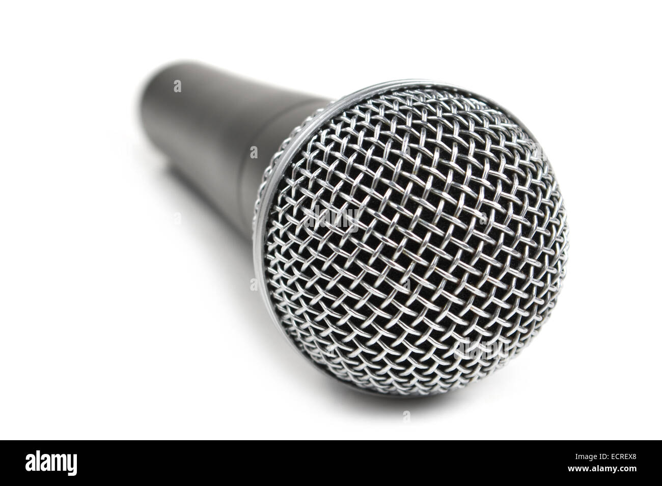 Classic dynamic microphone isolated on white background Stock Photo - Alamy