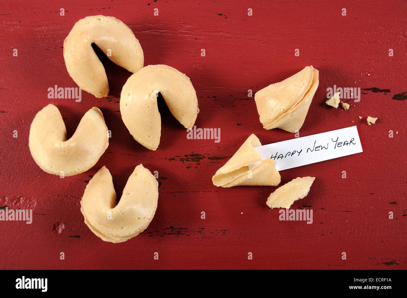 Happy New Year message greeting inside Chinese New Year fortune cookie ...