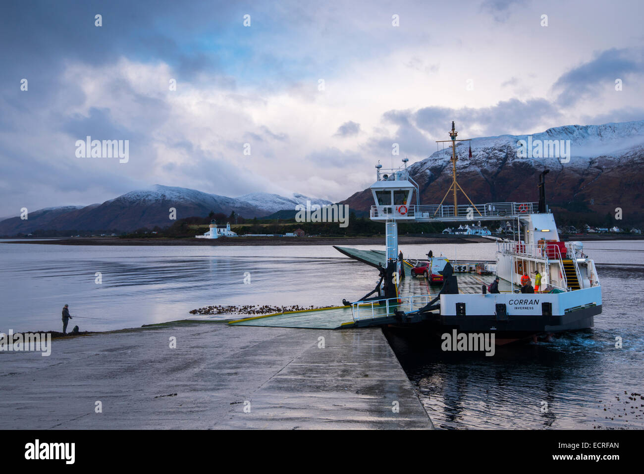 The Corran Ferry crossing Loch Linnhe near Fort William in Scotland, UK ...