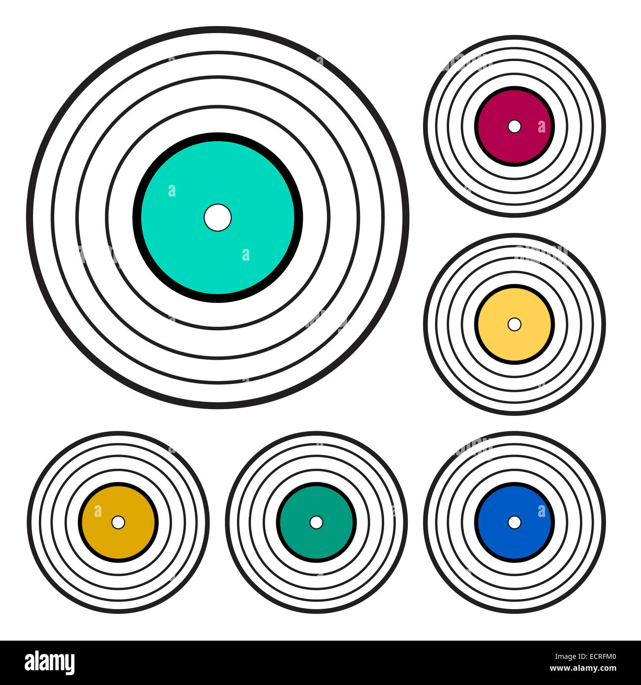 Set of colorful vinyl record, vector illustration Stock Photo - Alamy