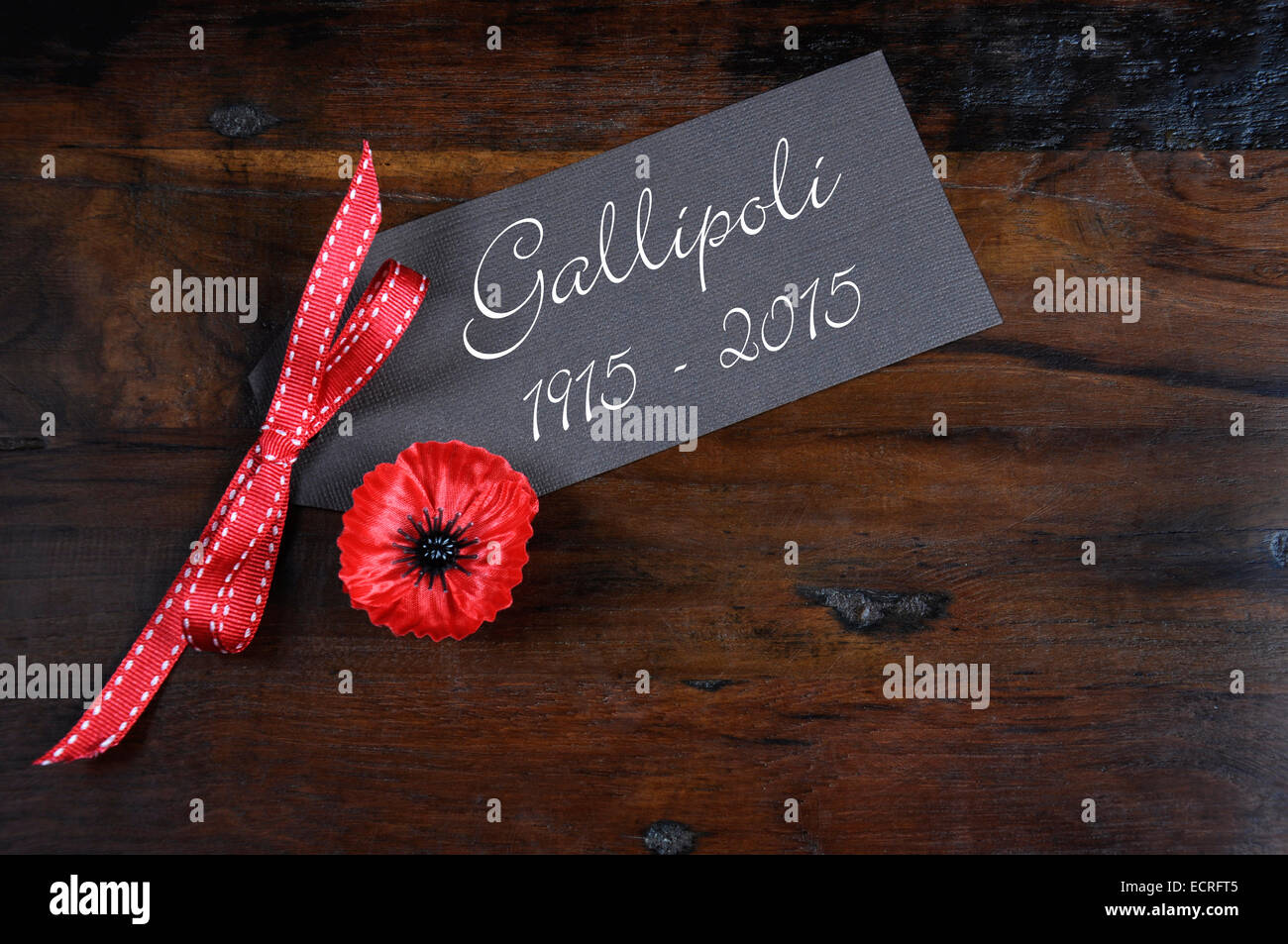 Australian Gallipoli Centenary, WWI, April 1915, tribute with red poppy ...