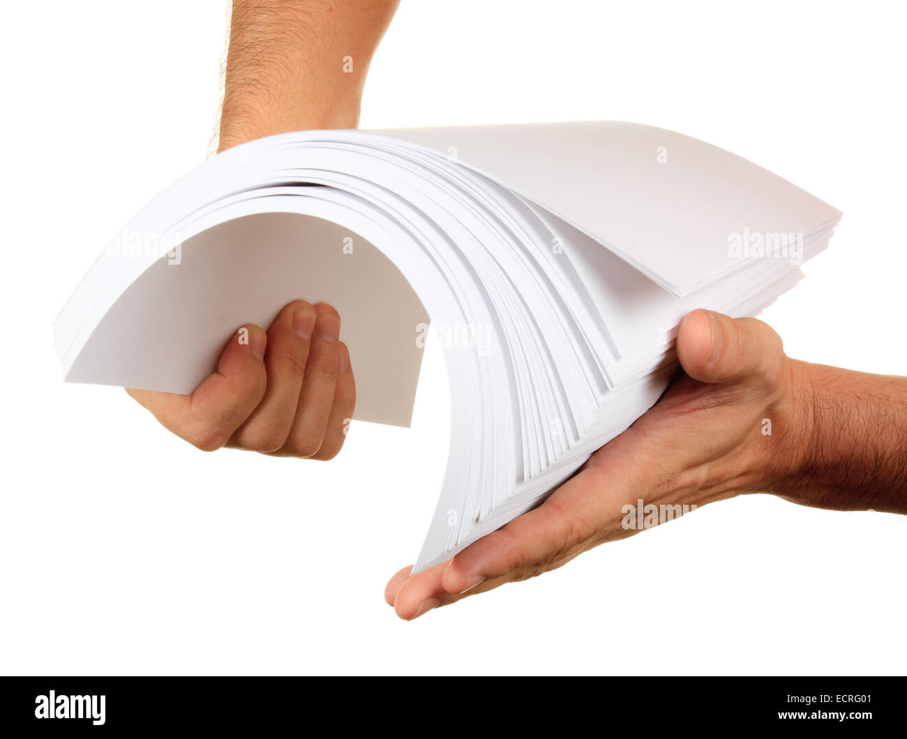 ream in his hand isolated on white background Stock Photo - Alamy