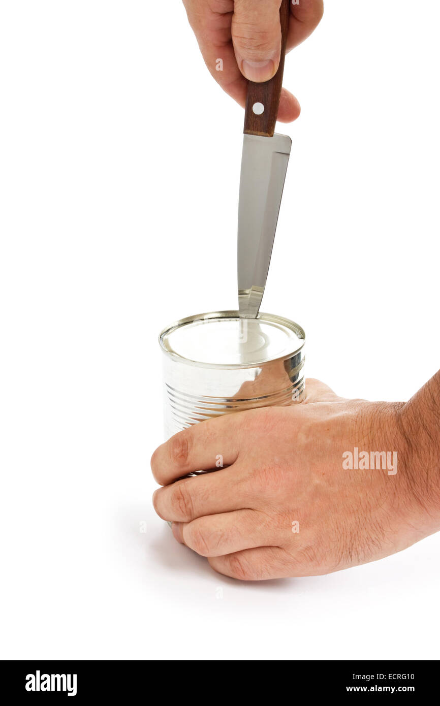 opening tin isolated on white background Stock Photo - Alamy