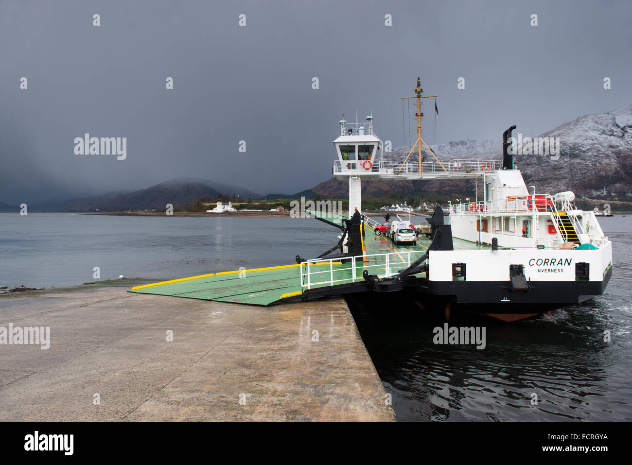 The Corran Ferry crossing Loch Linnhe near Fort William in Scotland, UK ...