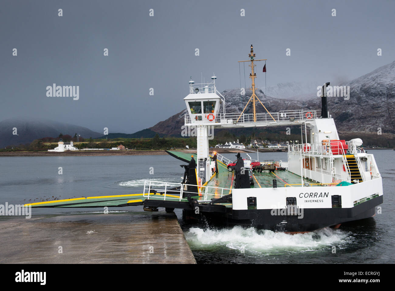 The Corran Ferry crossing Loch Linnhe near Fort William in Scotland, UK ...