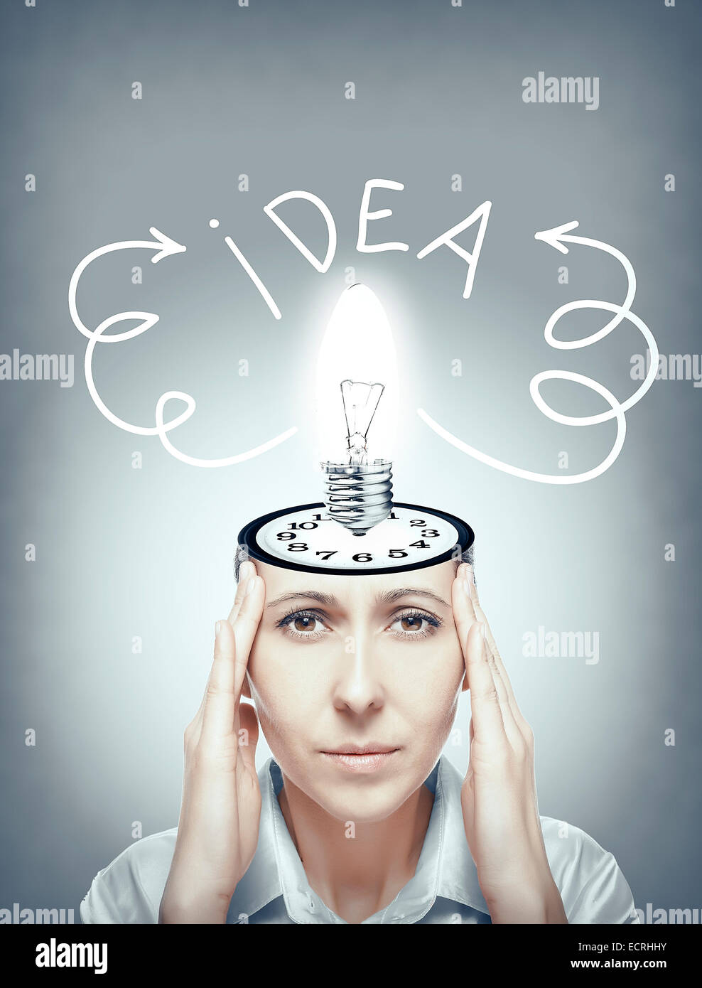 Woman generates the idea of hard thinking Stock Photo - Alamy