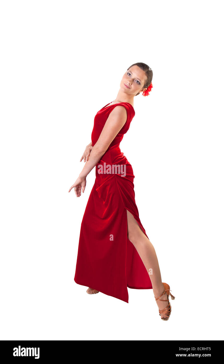 Girl in white dress dancing Cut Out Stock Images & Pictures - Alamy