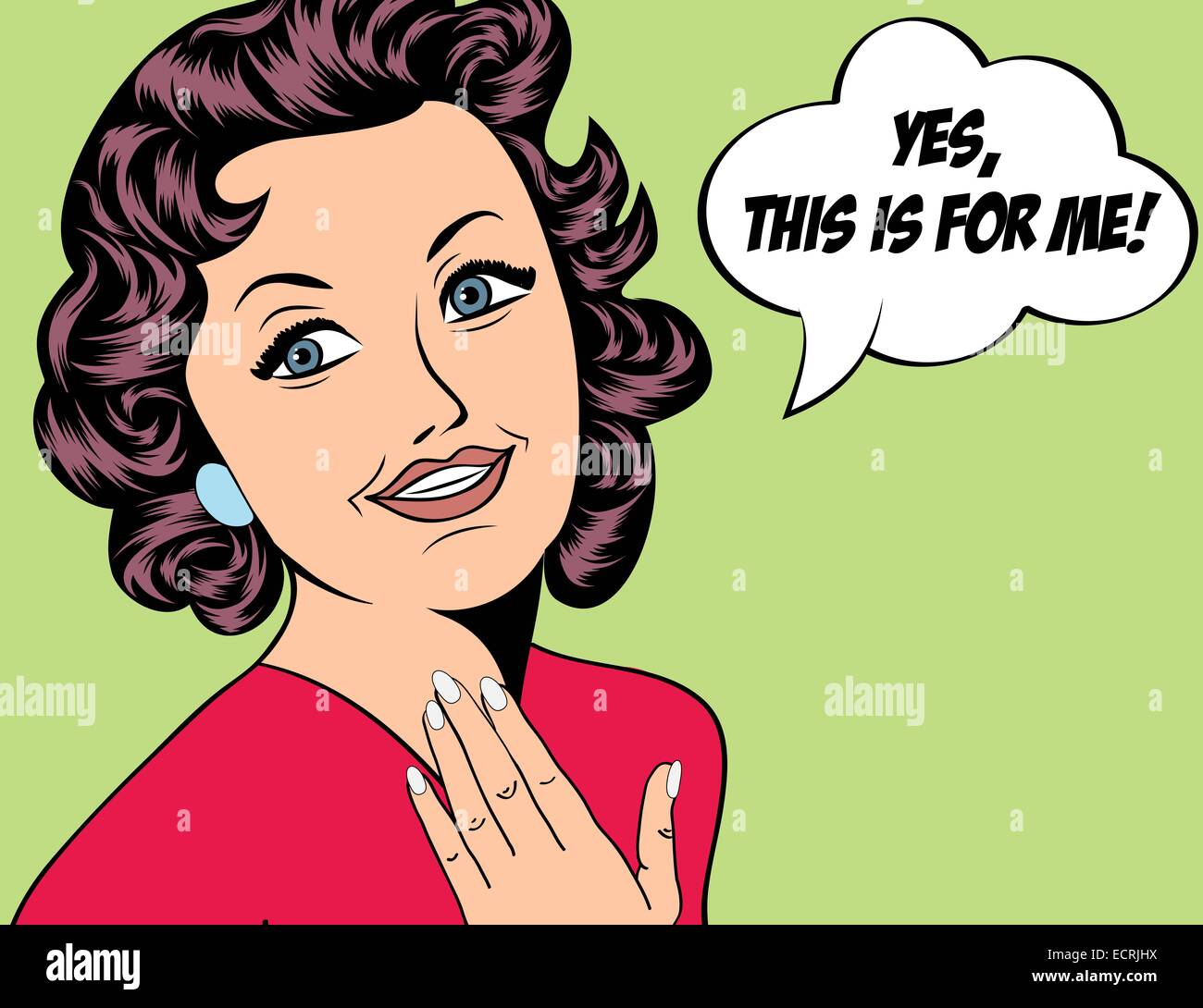 cute retro woman in comics style with message, vector illustration ...