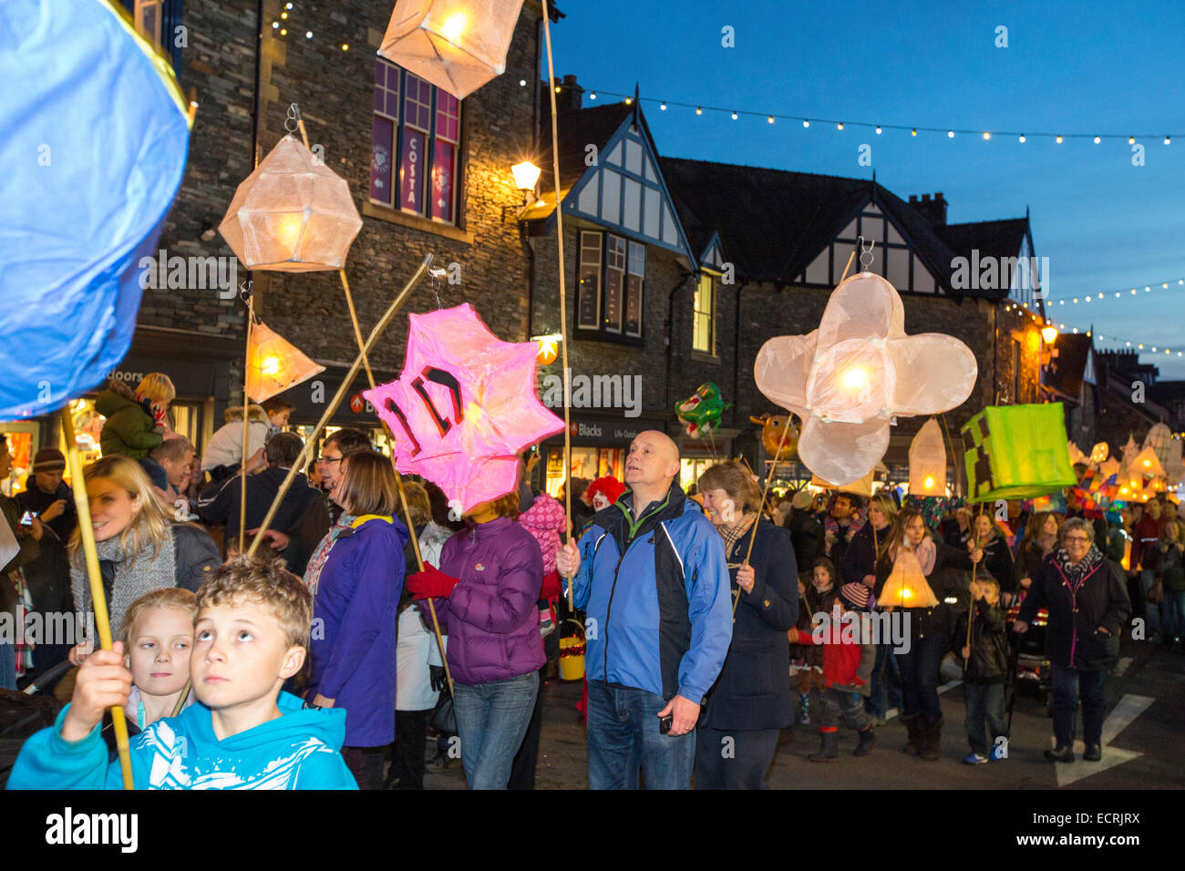 Ambleside's Christmas lantern procession,Lake District, UK Stock Photo ...