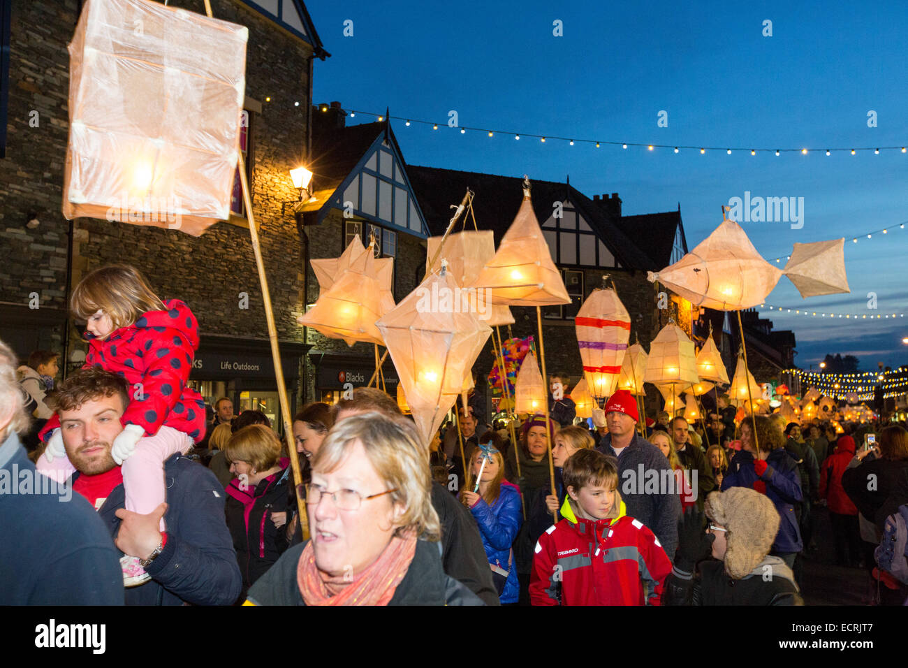 Ambleside's Christmas lantern procession,Lake District, UK Stock Photo ...