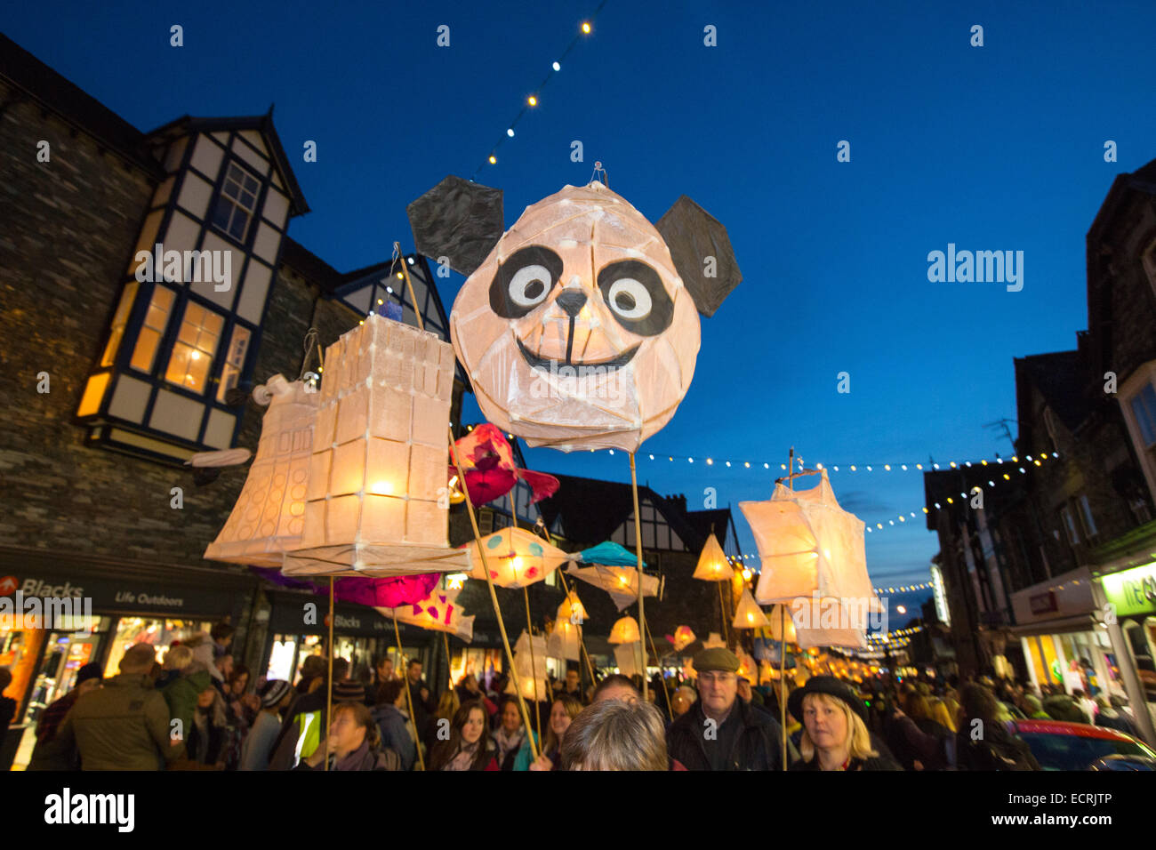 Ambleside's Christmas lantern procession,Lake District, UK Stock Photo ...