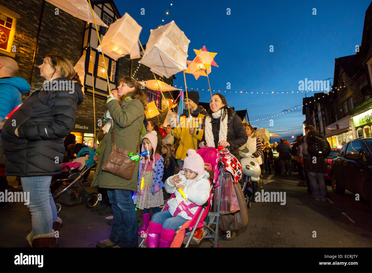 Ambleside's Christmas lantern procession,Lake District, UK Stock Photo ...