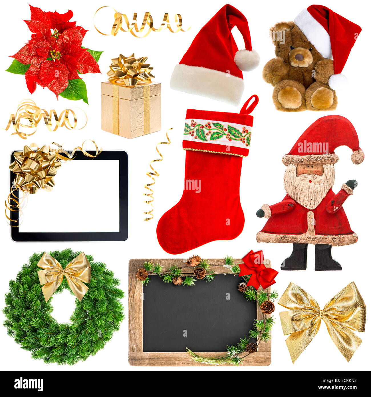 Christmas decoration objects isolated on white background Stock Photo ...