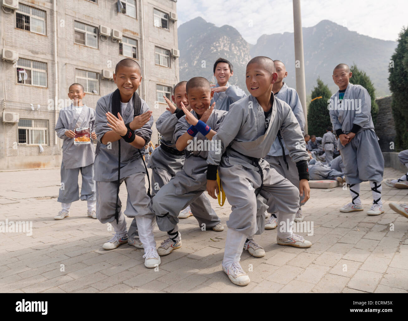 Young smiling Shaolin Kung Fu students at a school in DengFeng ...