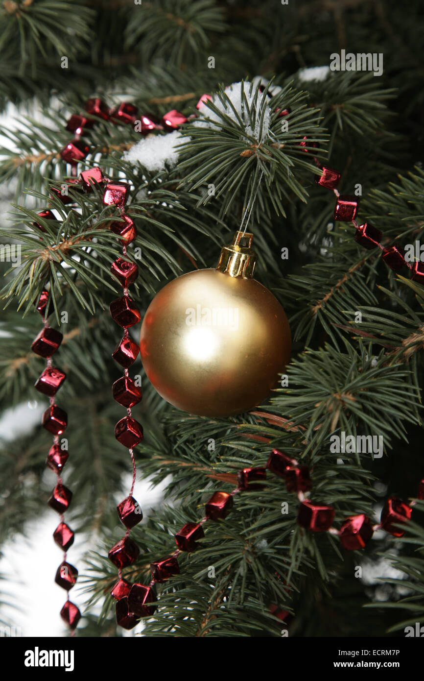 Fir-tree with New Year's ball Stock Photo - Alamy