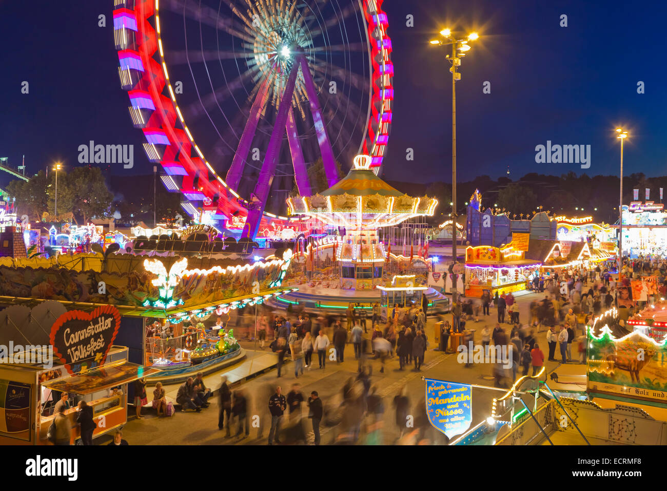 Fairground rides at the cannstatter volksfest in stuttgart hi-res stock ...