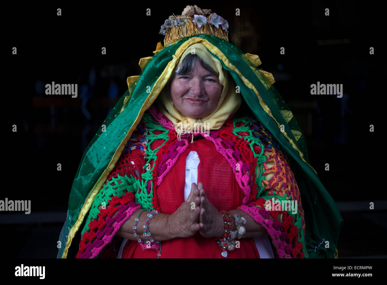 A woman dresses as the Virgin of Guadalupe. Annual pilgrimage to the ...