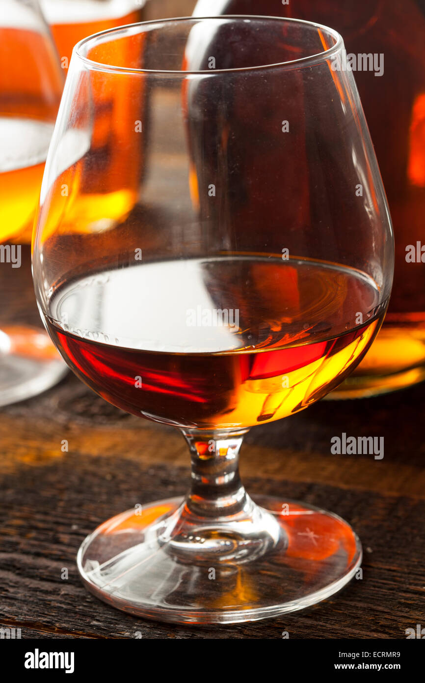 Amber Brandy in a Glass Ready to Drink Stock Photo - Alamy