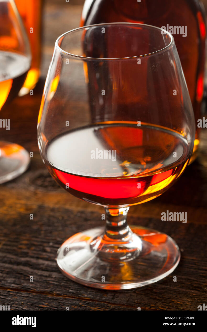 Amber Brandy in a Glass Ready to Drink Stock Photo - Alamy