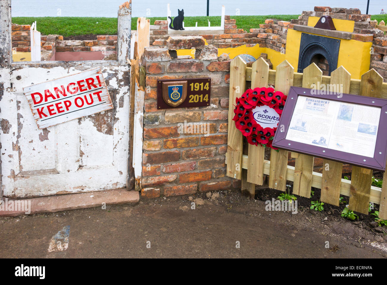 Whitby Bombardment Garden replica of a damaged house to commemorate the ...