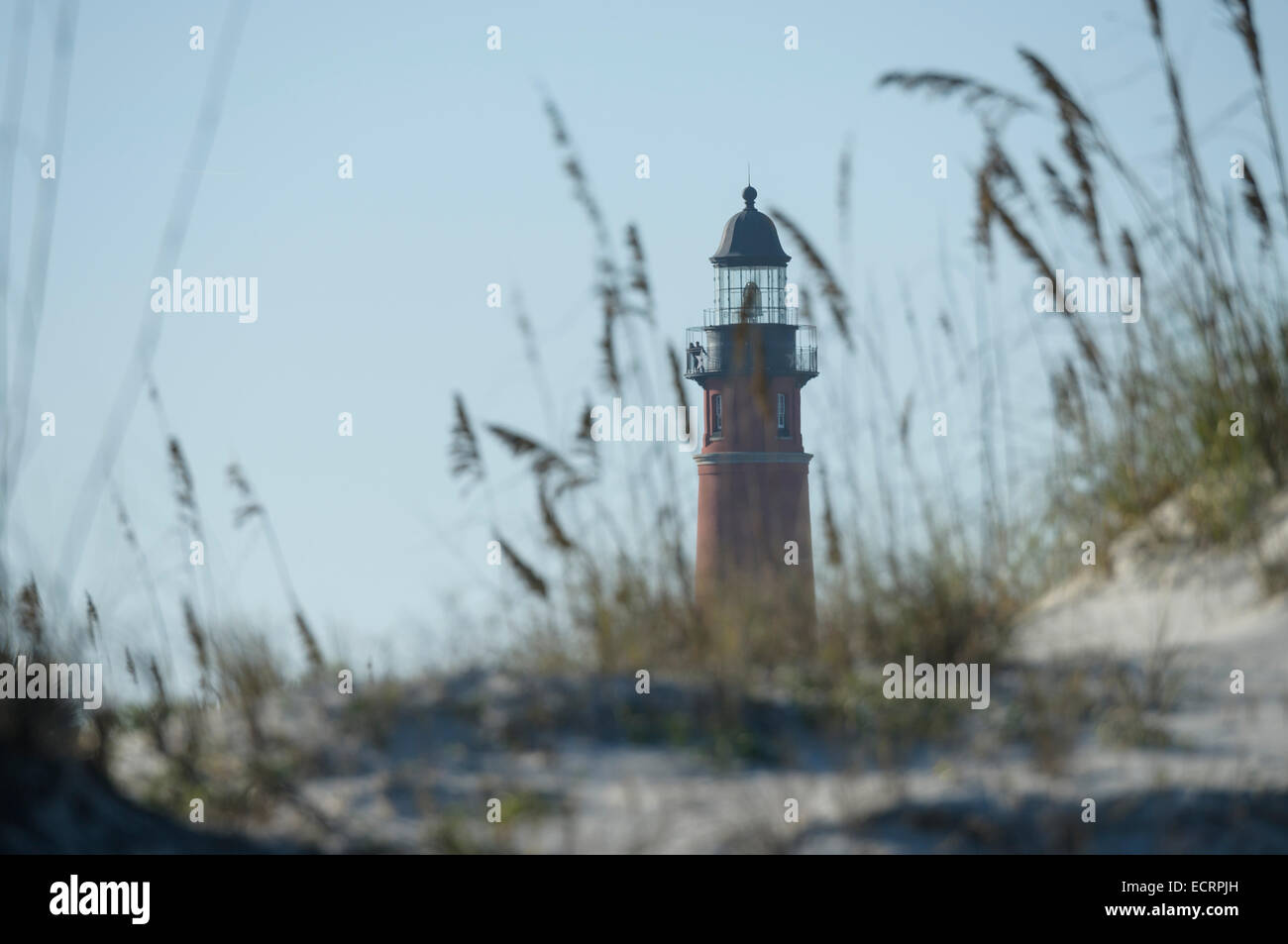 Lighthouse and dunes at Lighthouse Point State Park, Ponce Inlet ...