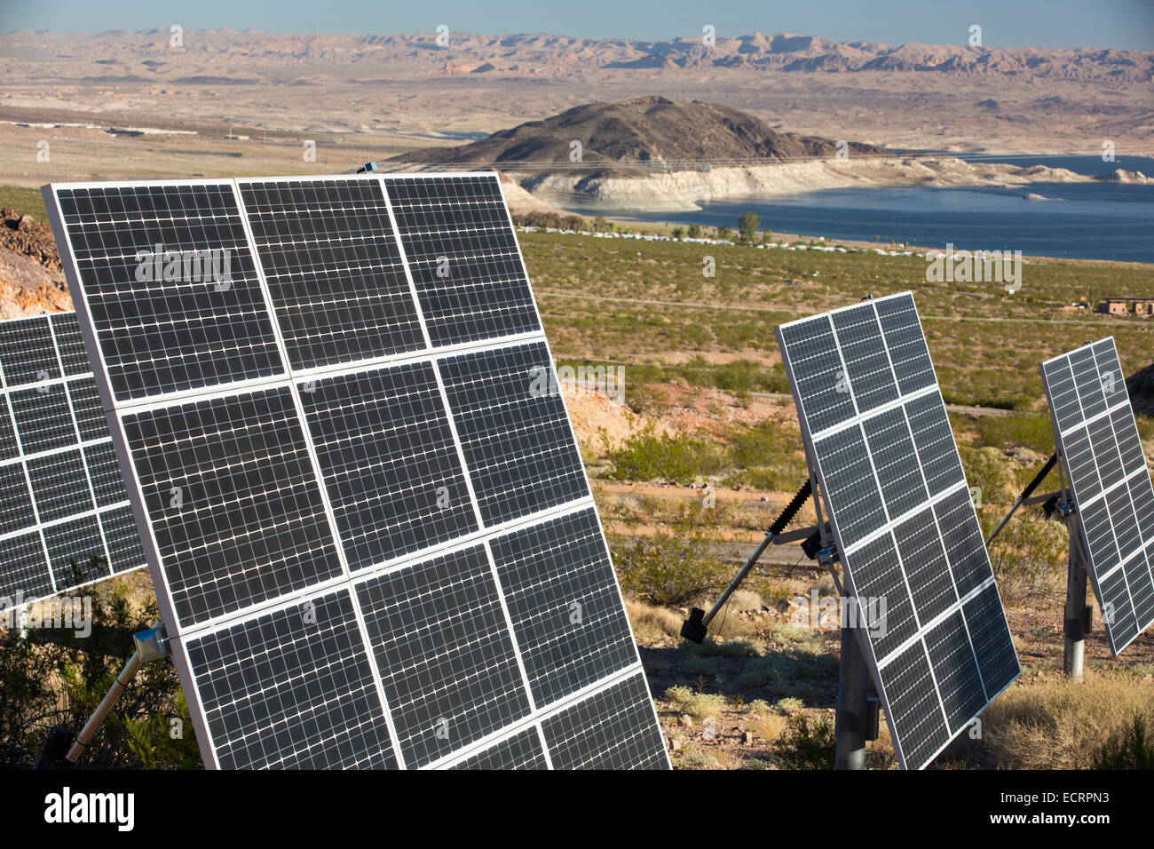 Solar panels next to a church near Lake Mead, Nevada, USA Stock Photo ...