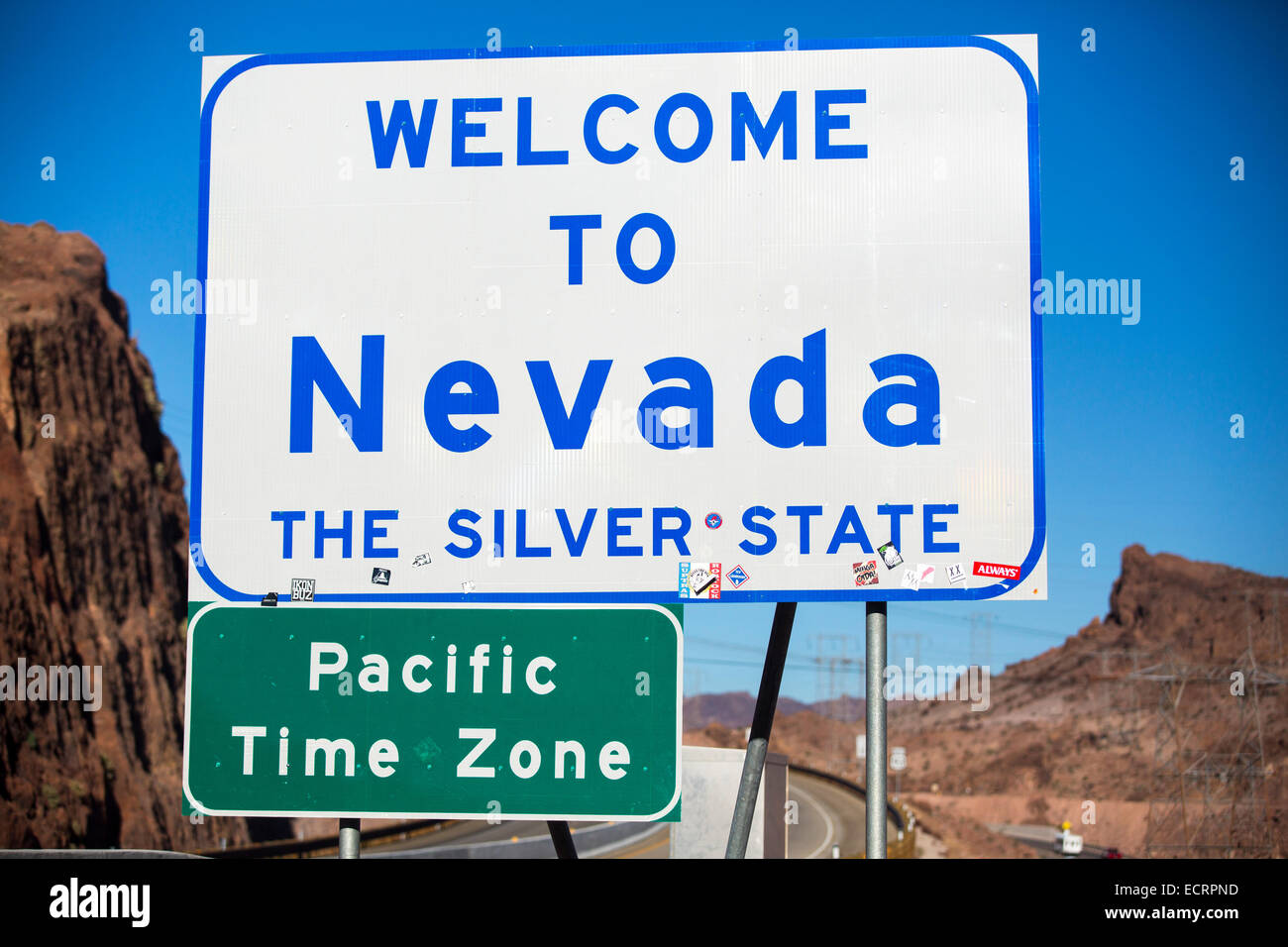 The boundary of Arizona and Nevada at the Hoover Dam Stock Photo - Alamy