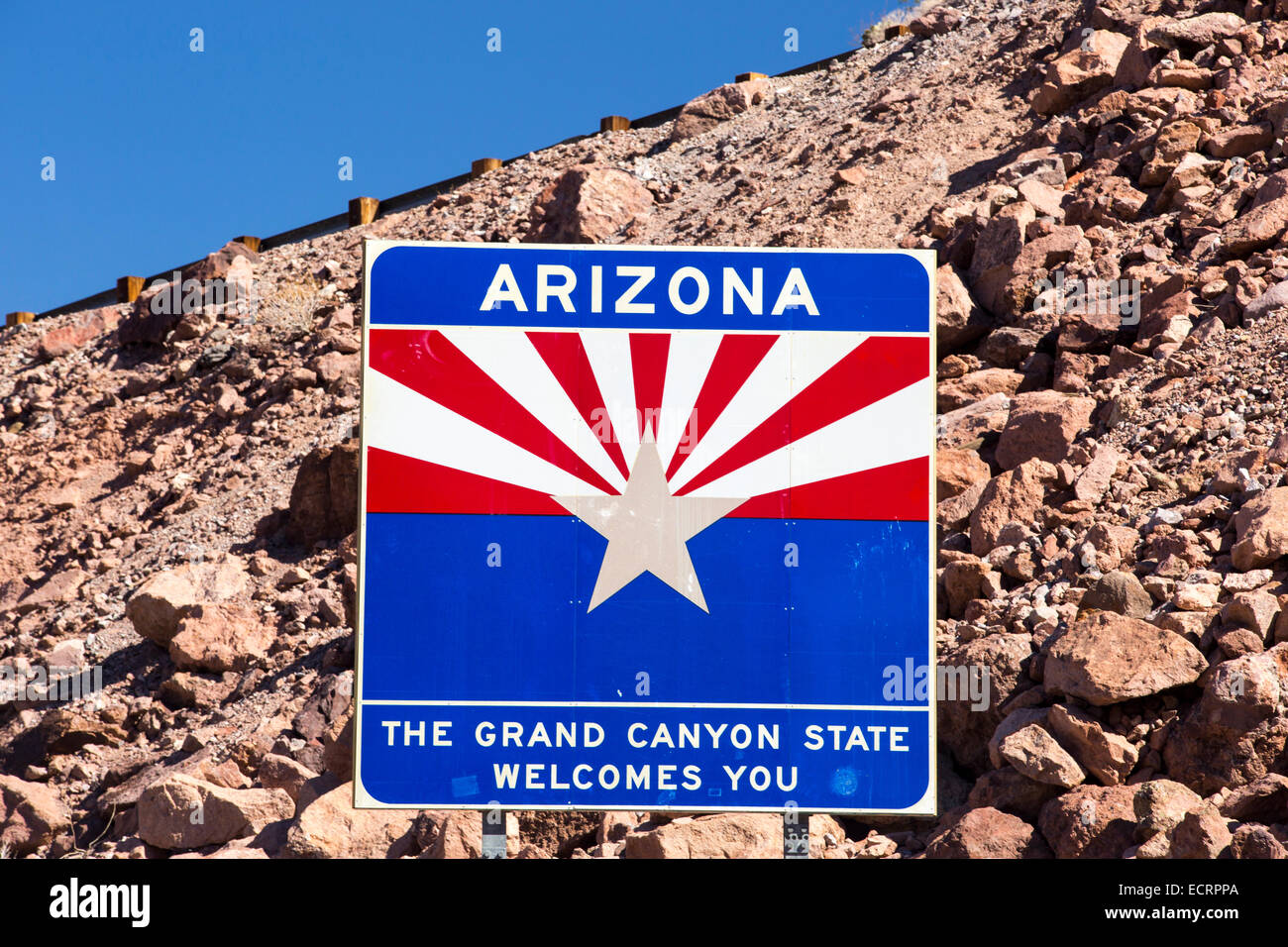 The boundary of Arizona and Nevada at the Hoover Dam, USA Stock Photo ...