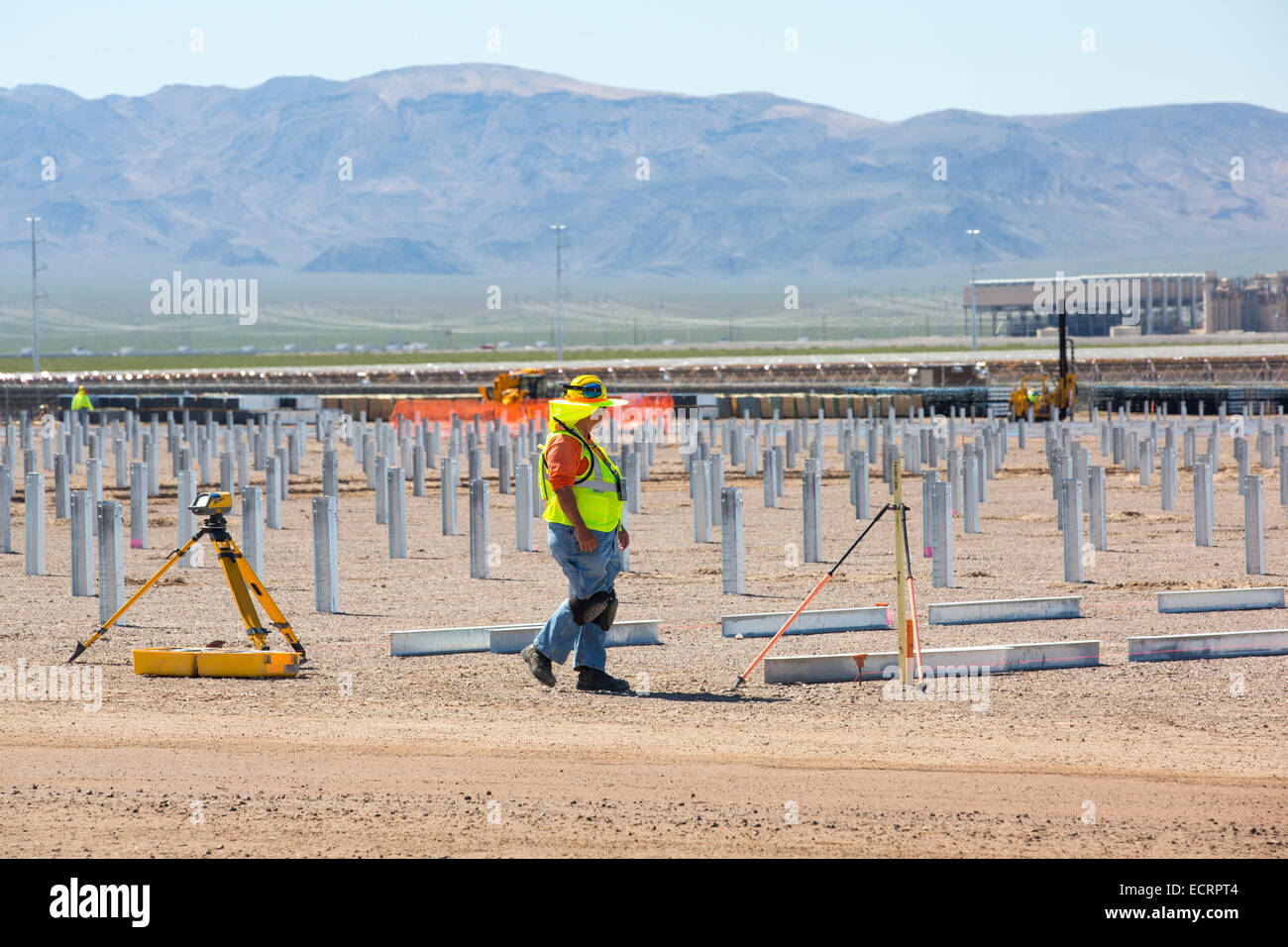Construction work on the Copper mountain Solar 3 project, Nevada, USA ...