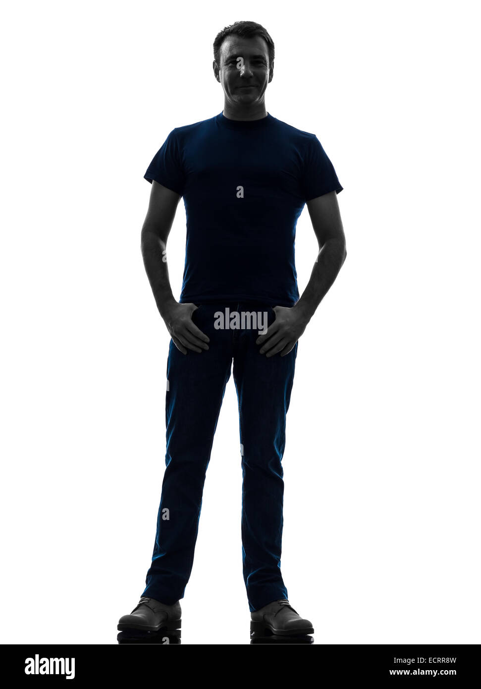 one man standing in silhouette on white background Stock Photo - Alamy