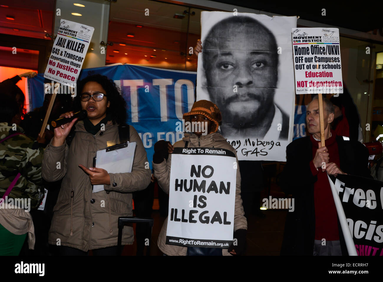 London,UK, 18th December 2014 : A large group of protesters march from ...