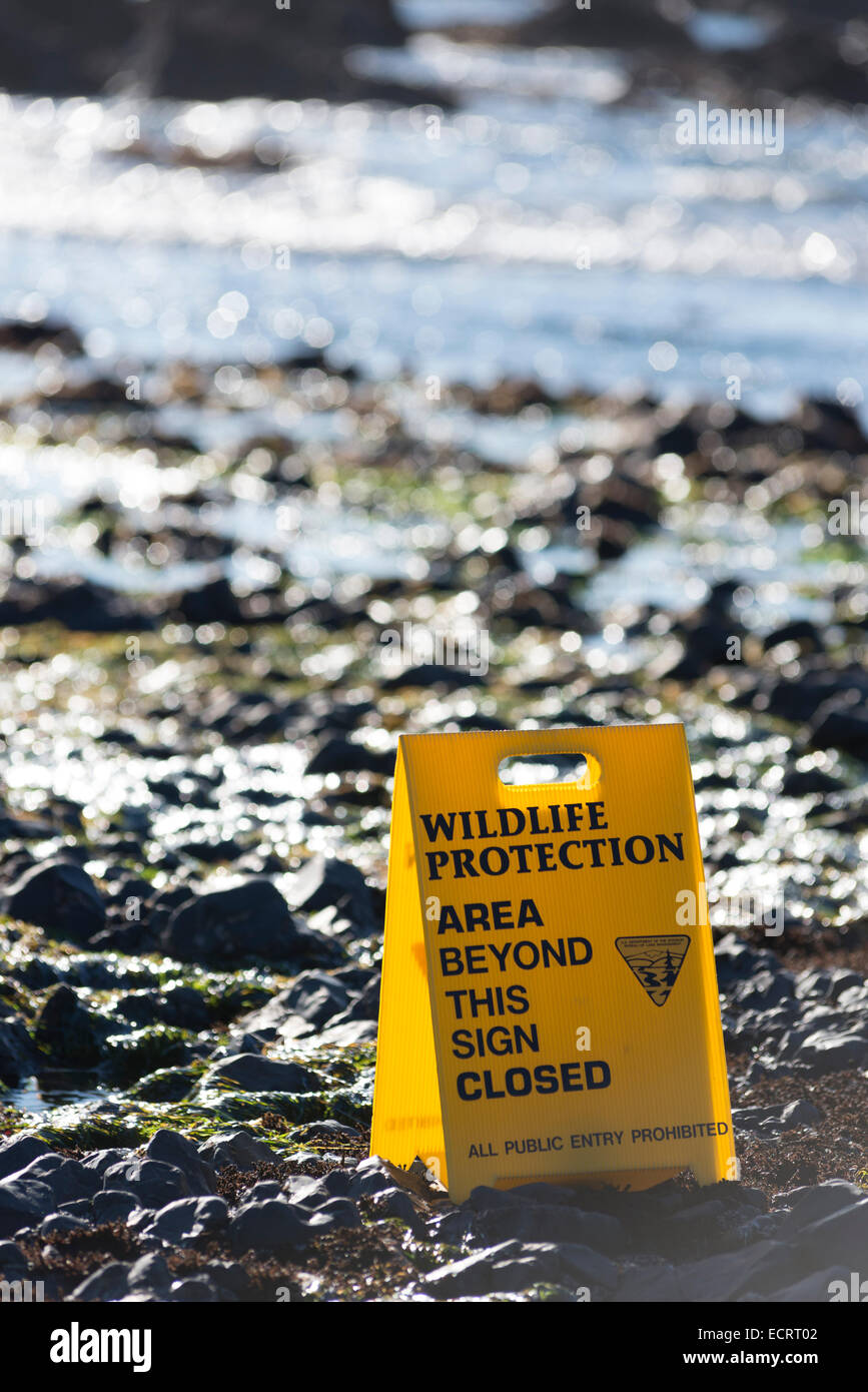 Wildlife protection closure sign,Yaquina Head Outstanding Natural Area ...