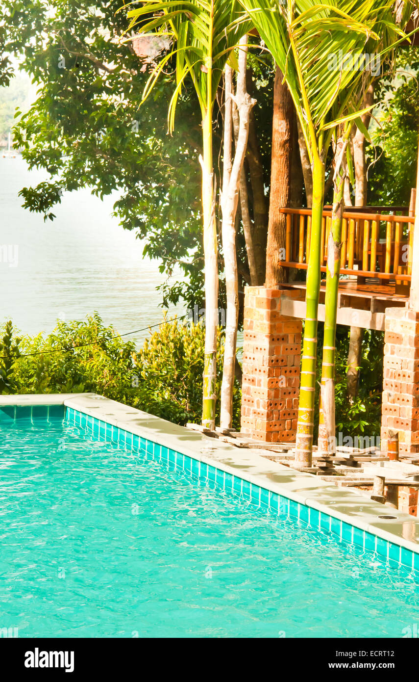 Corner of the pool in the resort area Stock Photo - Alamy
