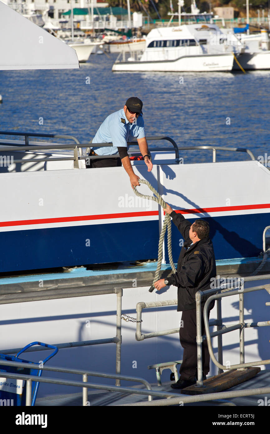 Passing A Mooring Rope To A Deckhand On The Catalina Express SeaCat ...