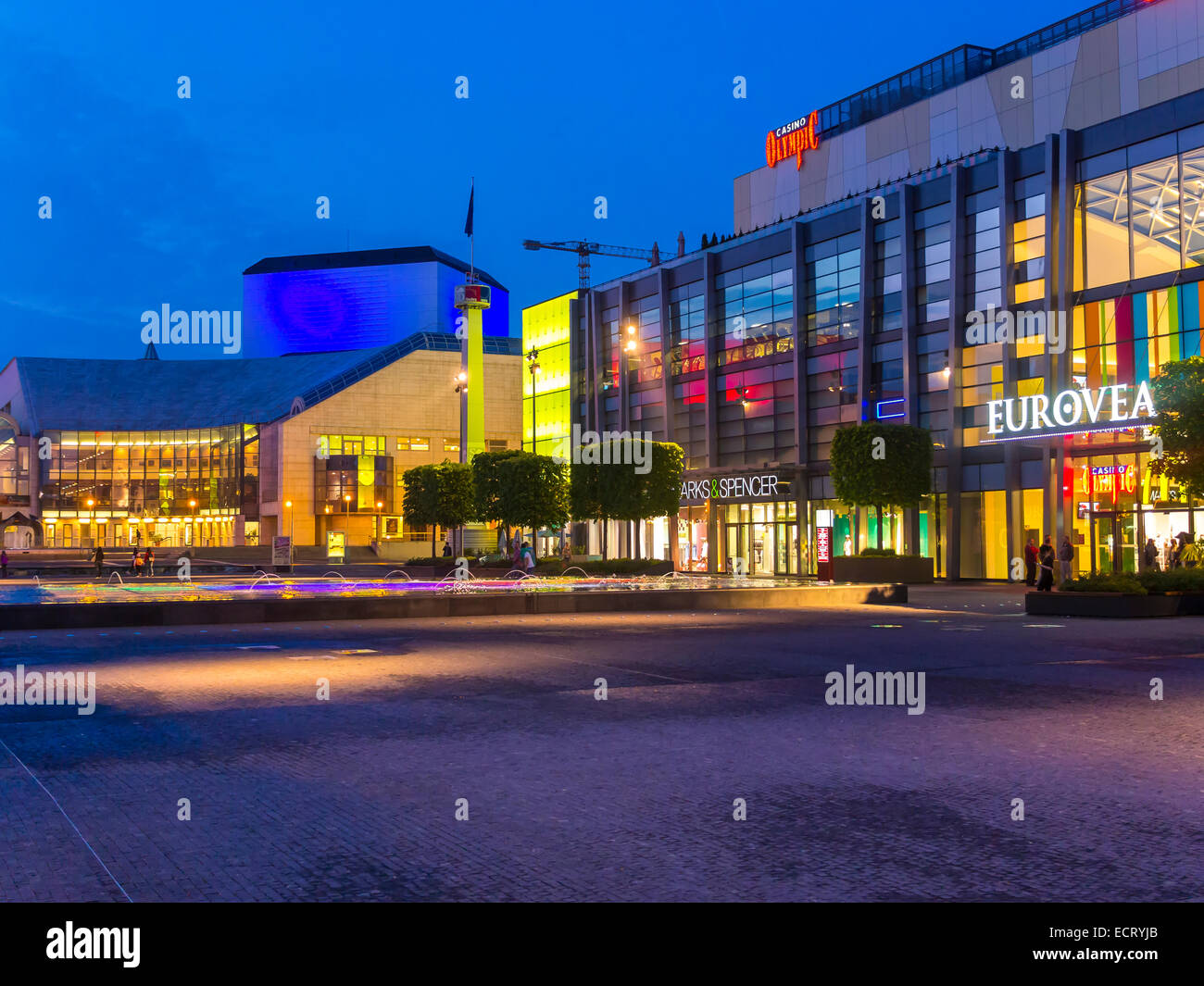 Slovakia Bratislava Shopping Centre Eurovea in the evening Stock Photo - Alamy