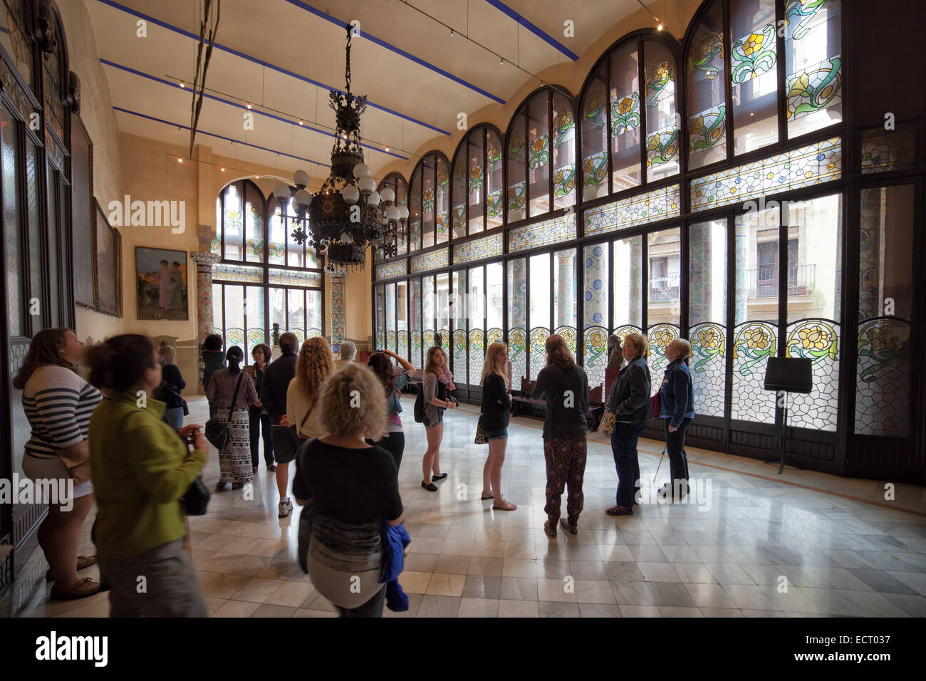 Palace of Catalan Music (Palau de la Musica Catalana) interior in ...