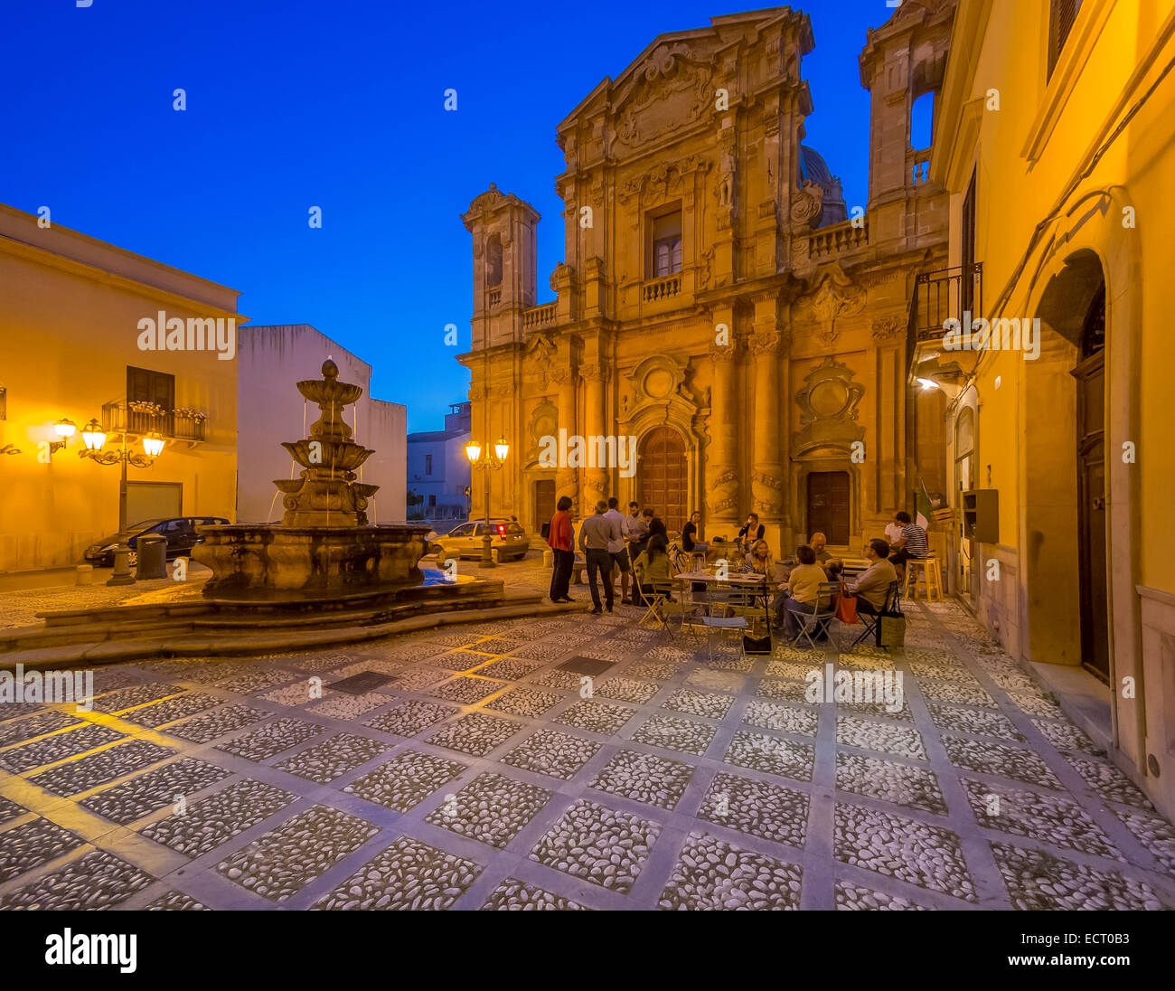 Italy Sicily Marsala church La Chiesa del Purgatorio at blue hour Stock ...