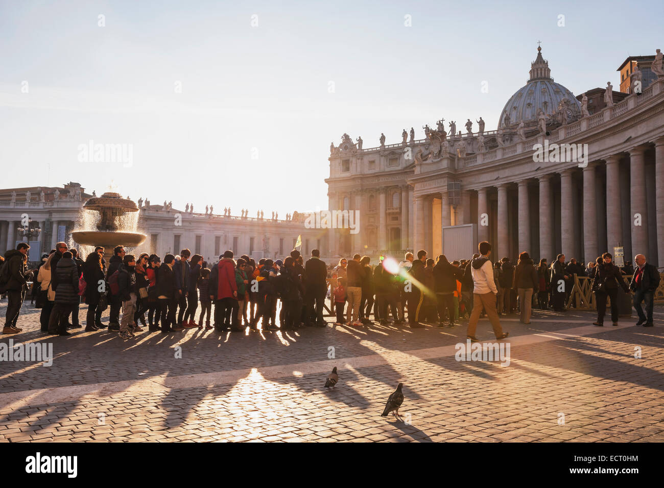 Italy Rome people waiting in queue on St. Peter's Square at New Year ...