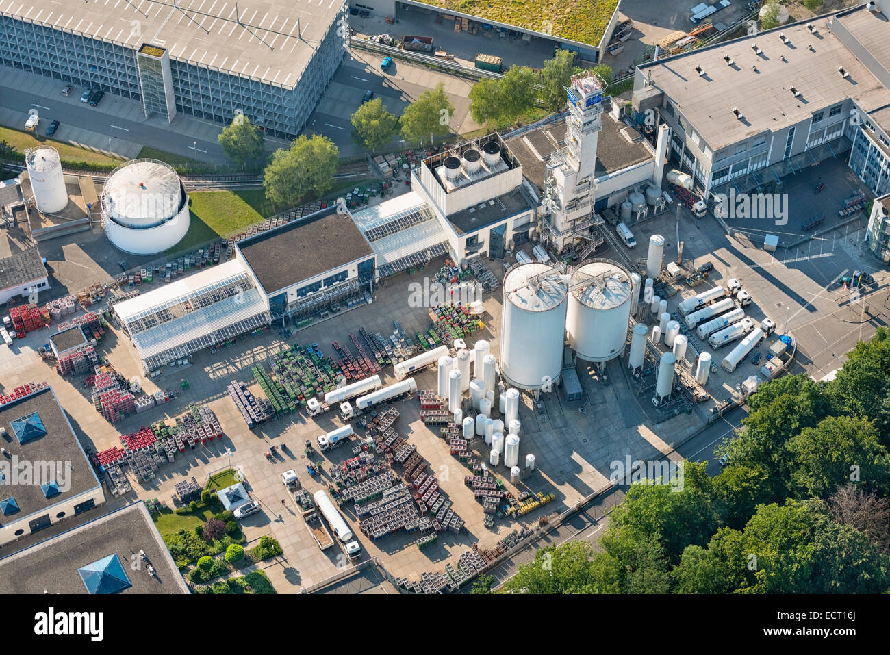 Germany Baden-Wuerttemberg Friedrichshafen aerial view of oxygen plant ...