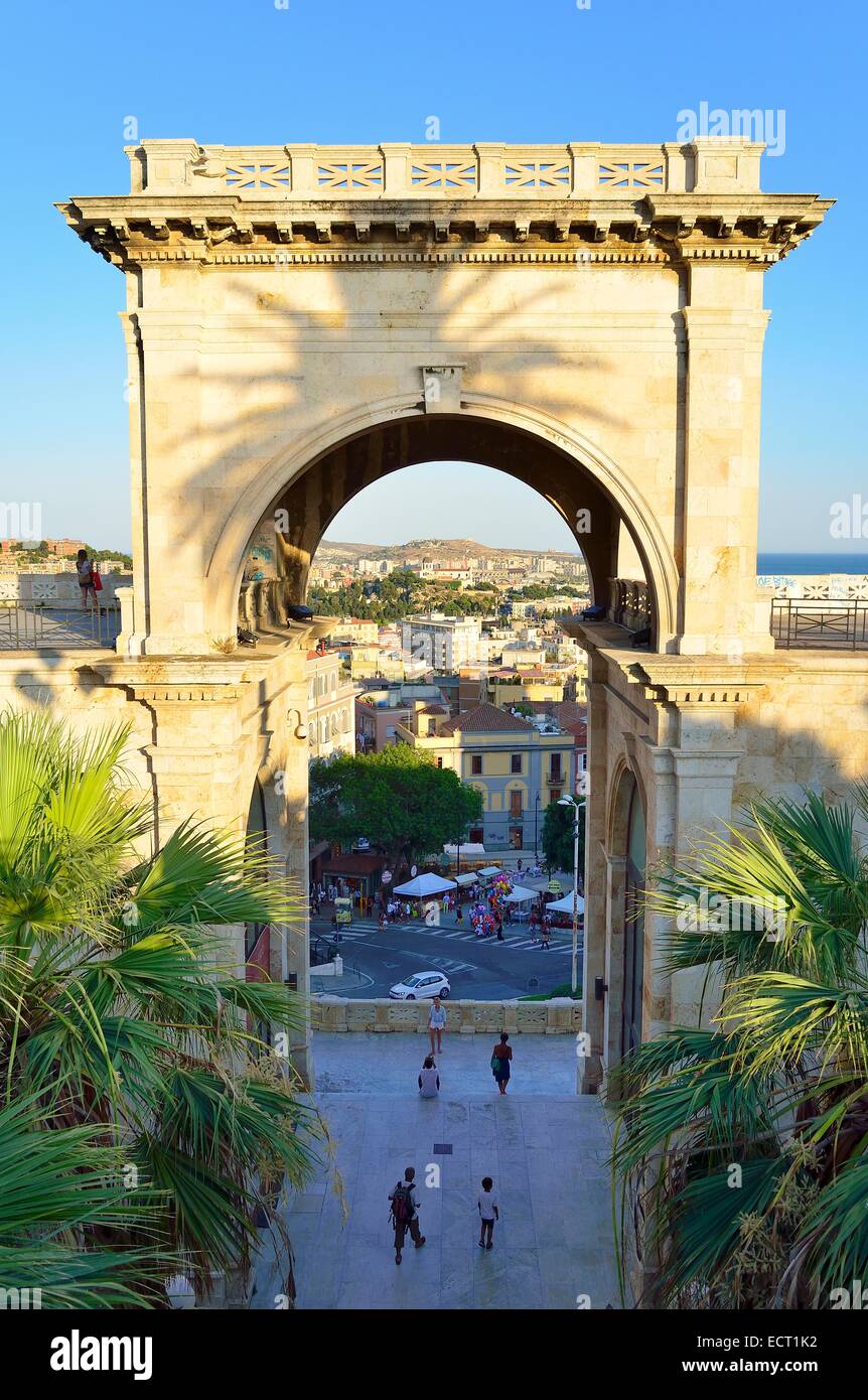 Triumphal Arch of the Bastione San Remy, Cagliari, Sardinia, Italy ...