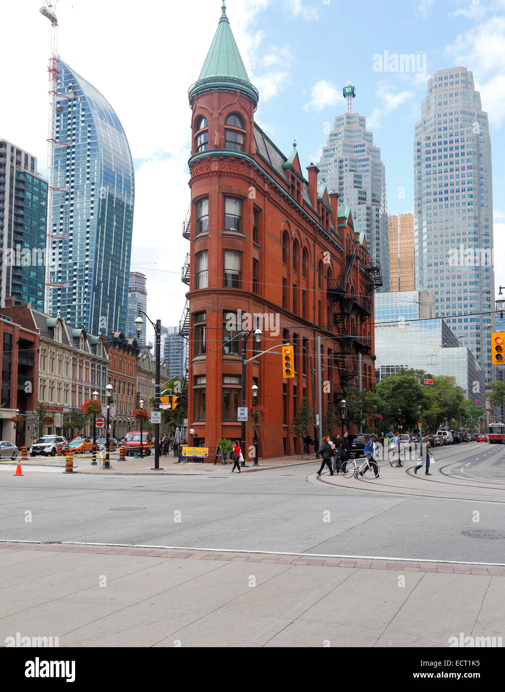 Skyscraper and Flatiron Building on Front Street, Toronto, Ontario ...