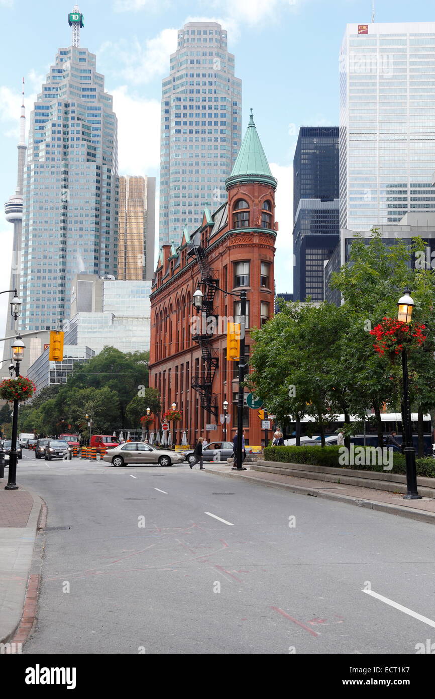 Skyscraper and Flatiron Building on Front Street, Toronto, Ontario ...