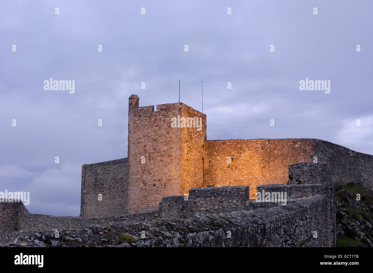 Marvao Castle at dusk, Marvao, Alentejo, Portugal, Europe Stock Photo ...