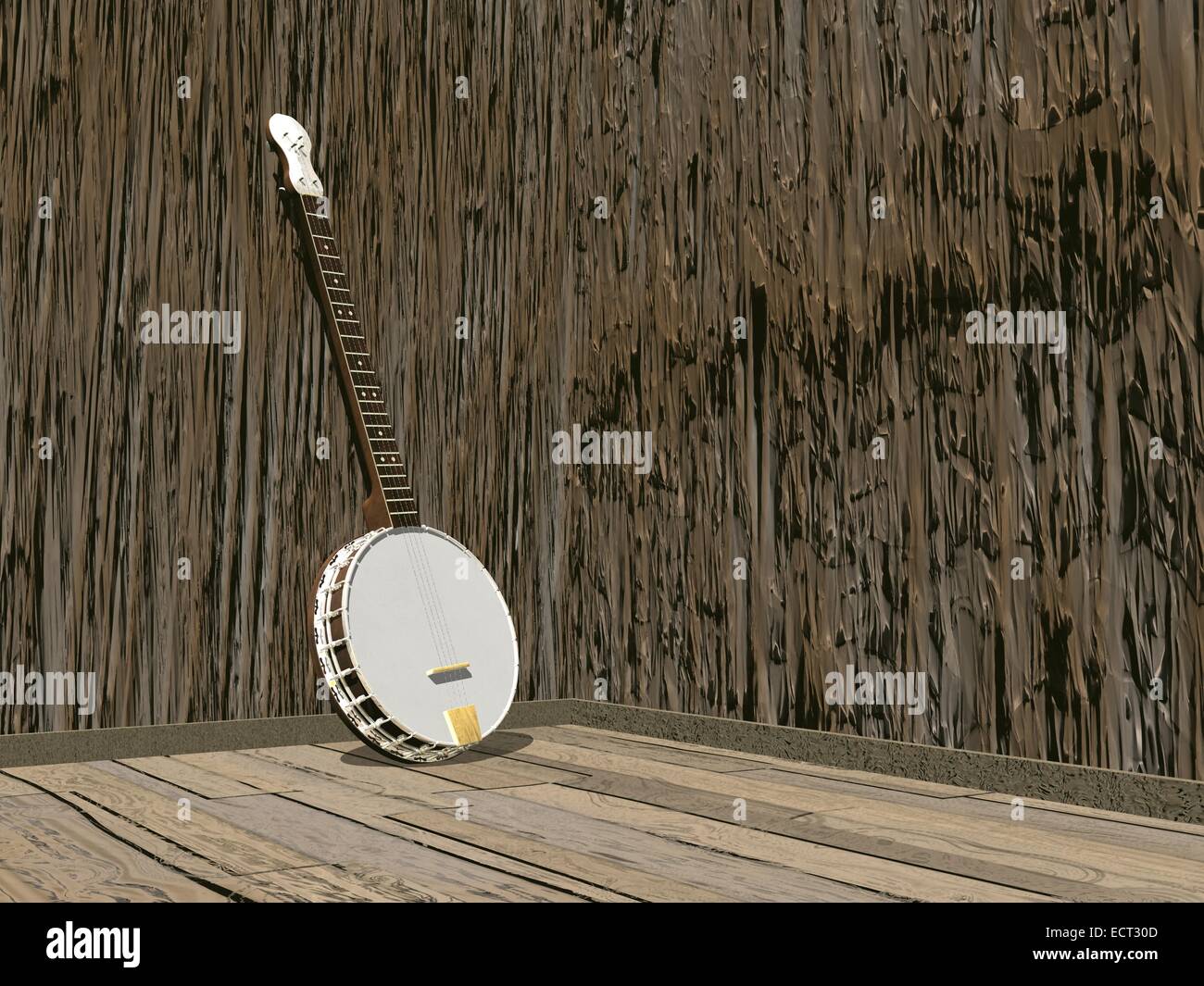 One banjo in a room of brown wood Stock Photo - Alamy