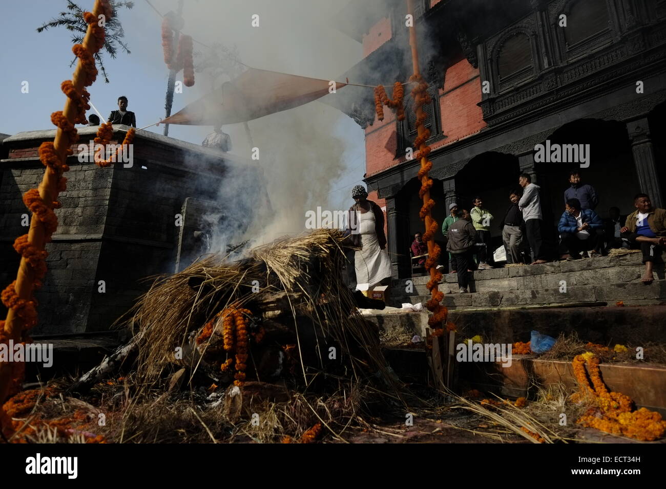 Cremation of dead people taking place at Pashupatinath Temple a Hindu ...