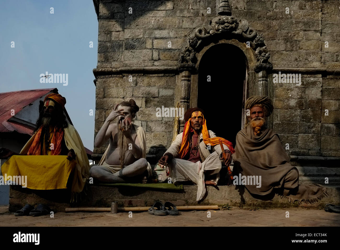 Aghori ascetic Shaiva sadhus with faces covered in ash and paint at ...