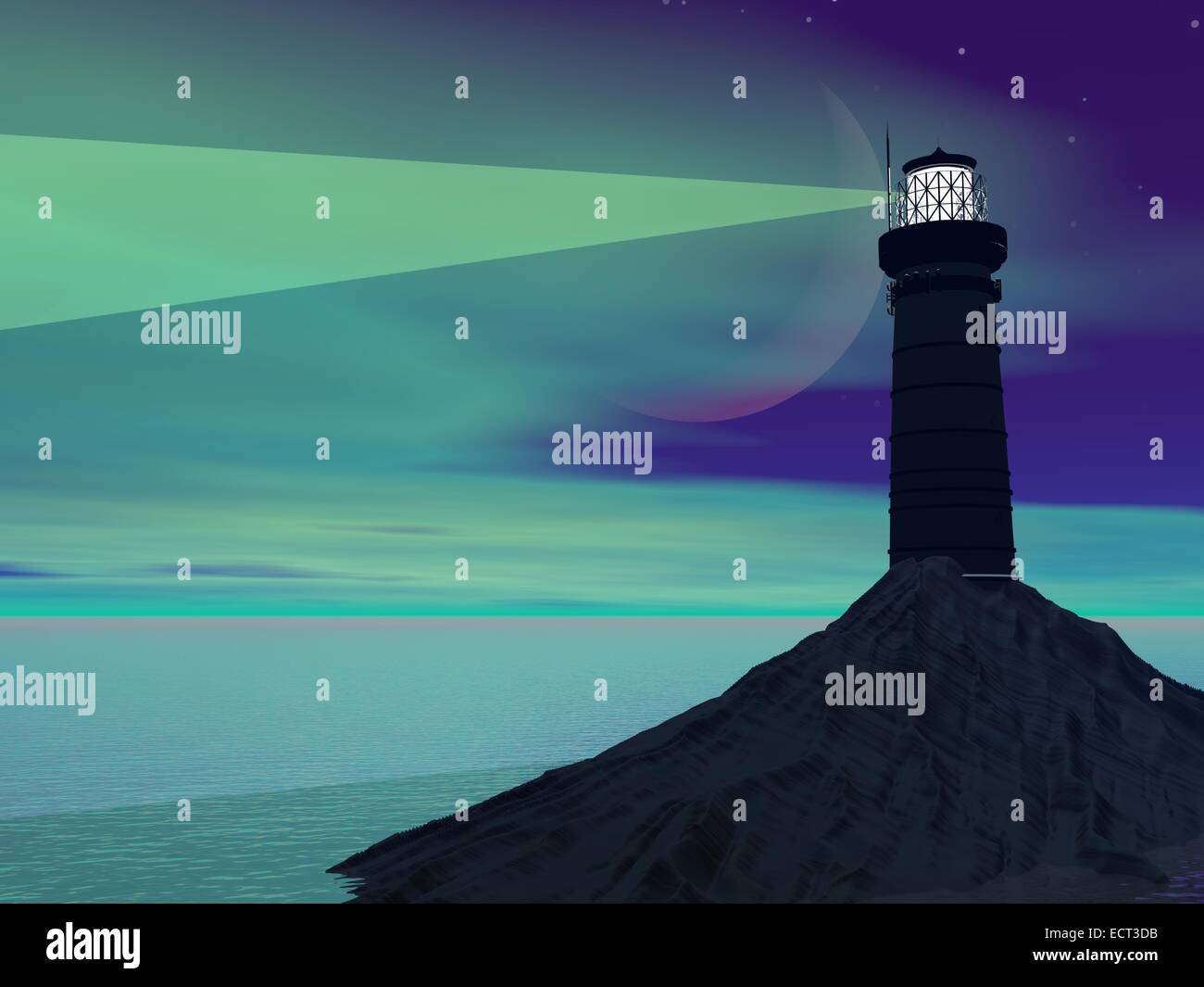 Night lighthouse moon illuminate sea hi-res stock photography and ...