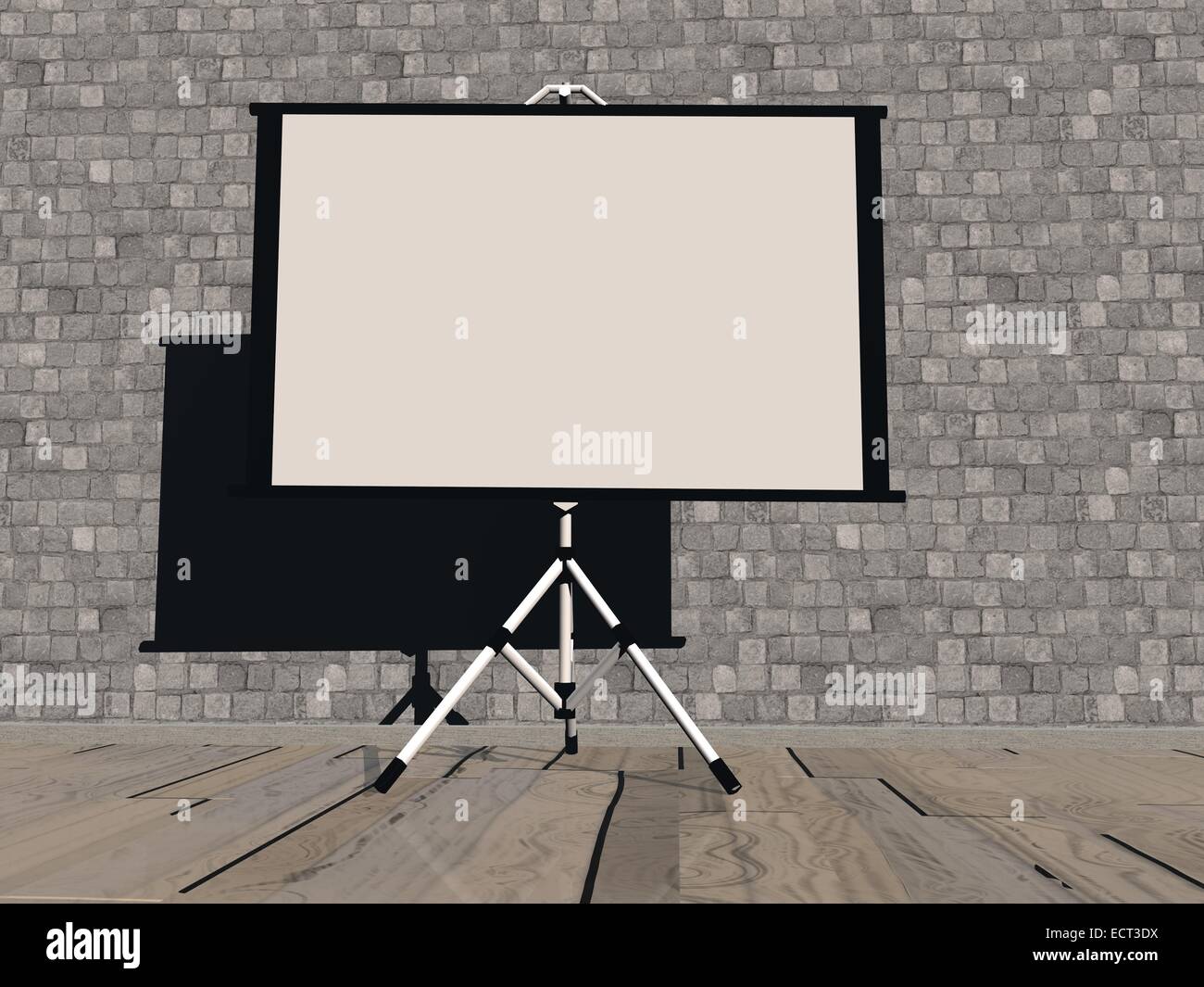Empty white projection screen on the wallpaper background Stock Photo ...